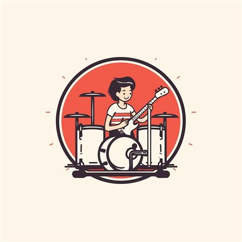 Premium Vector Musician Playing The Drum Set Vector Illustration In