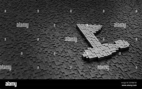 3d Rendering Metal Cubes In Shape Of Symbol Of Golf Hole With Flag And Ball Light Silver Colored