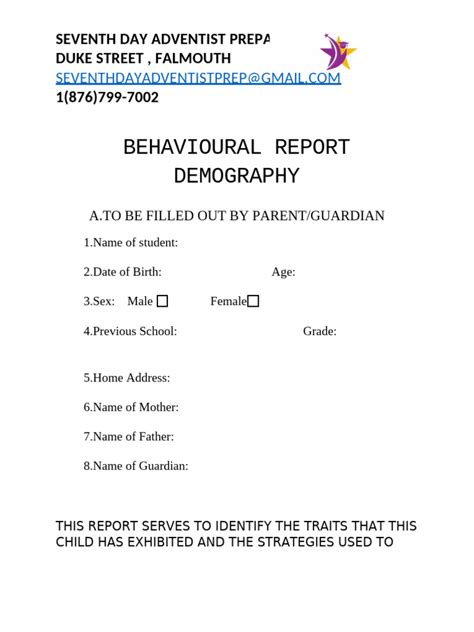 Behavioural Report Pdf