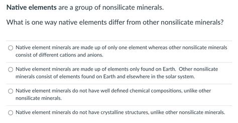 Solved Native Elements Are A Group Of Nonsilicate Minerals