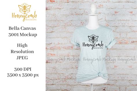 BC3001 Heather Prism Ice Blue Mockup Graphic By Honeycomb Mockups