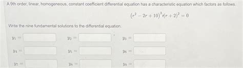 A 9th Order Linear Homogeneous Constant Coefficient Differential