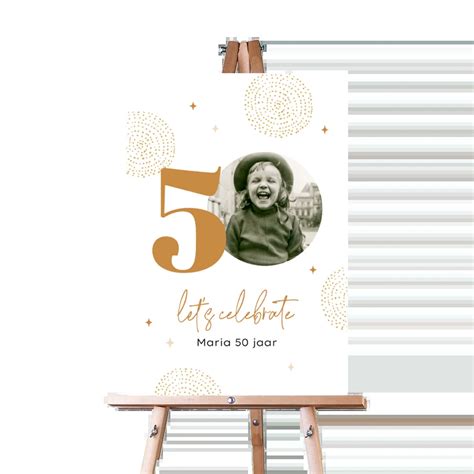 Wijnetiket Verjaardag 50 Jaar Met Foto En Koperfolie