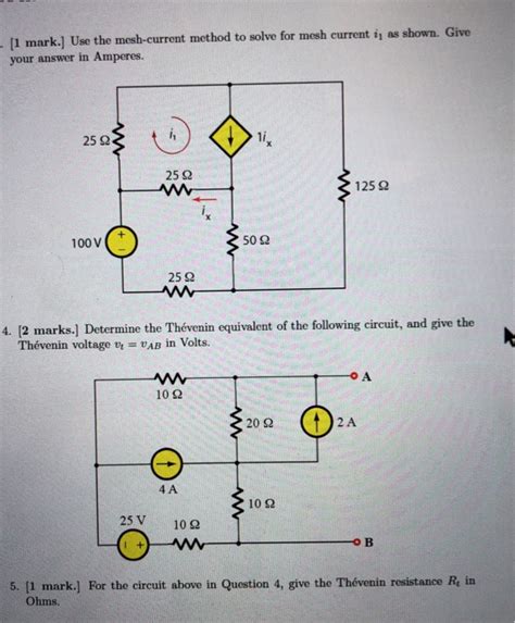 solved 2 marks ] use the mesh current method to solve for