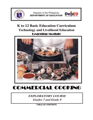 Tle Module Grade 8 4th Quarter Cookery Fill Online Printable