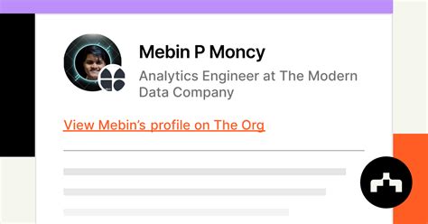 Mebin P Moncy Analytics Engineer At The Modern Data Company The Org
