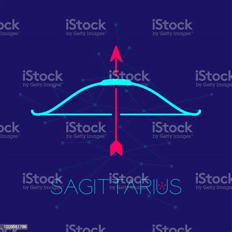 Sagittarius Zodiac Constellation Logo Icon Outline Stroke Set Dash Line