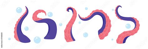 Vector Illustration Of A Cute And Beautiful Octopus Tentacle Isolated On White Background