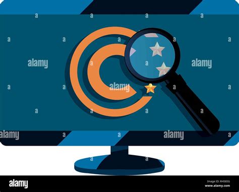 Computer Digital Protection Searching Copyright Symbol Vector Illustration Stock Vector Image