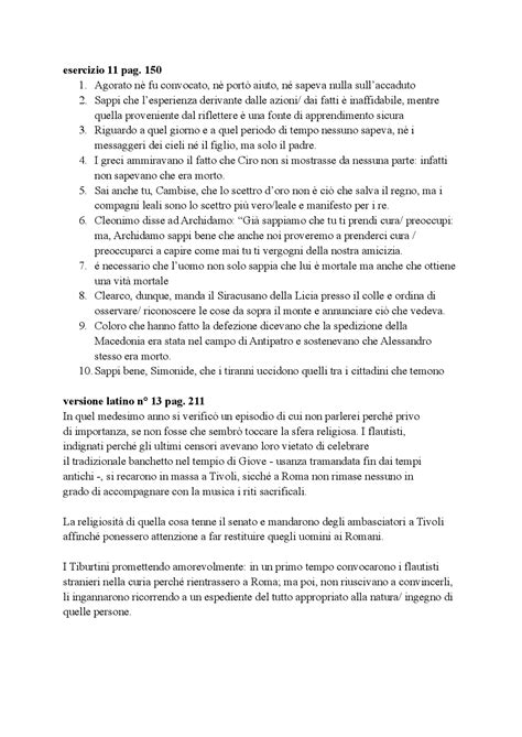 Esercizi Di Frasi E Versioni Di Latino Esercizi Di Latino Docsity