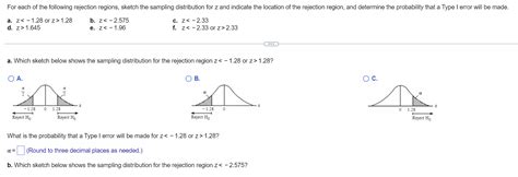 Solved For Each Of The Following Rejection Regions Sketch