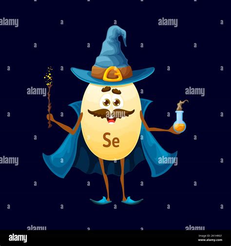 Cartoon Happy Selenium Micronutrient Mage Character Isolated Vector Se