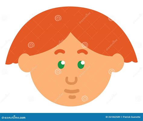Girl With Short Orange Hair And Green Eyes Icon Stock Vector