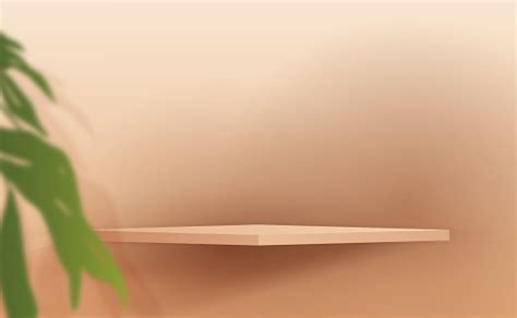 화장품 라이트 브라운 배경 최소화 및 제품 프리젠 테이션 브랜딩 및 포장 프리젠 테이션을위한 프리미엄 연단 디스플레이 잎 배경의