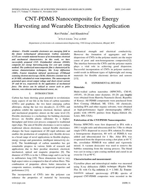Cnt Pdms Nanocomposite For Energy Harvesting And Wearable Electronics