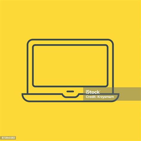 黃色背景的筆記本電腦圖示現代簡單的平板設備標誌向量插圖向量圖形及更多個人備忘錄圖片 個人備忘錄 個人飾物 剪裁圖 Istock