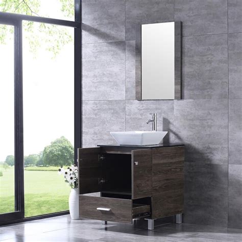 Wonline 24 In Walcut Single Sink Bathroom Vanity With Walcut Wood Top