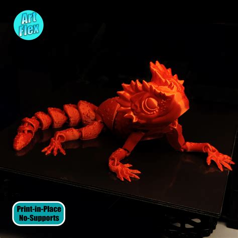 🦎 Cute Lizard Articulated Print In Place・ Stl File For ・cults