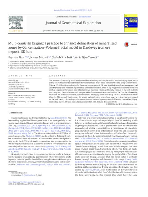 Multi Gaussian Kriging A Practice To Enhance Delineation Of Mineralized Zones By Concentration