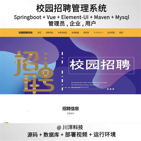 Springboot Vue校园招聘管理系统java前后台源码mysql Maven虎窝淘