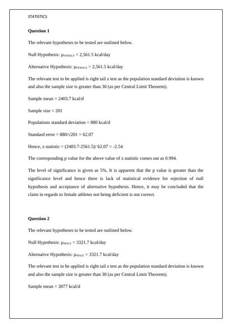 Assignment On Statistics Doc