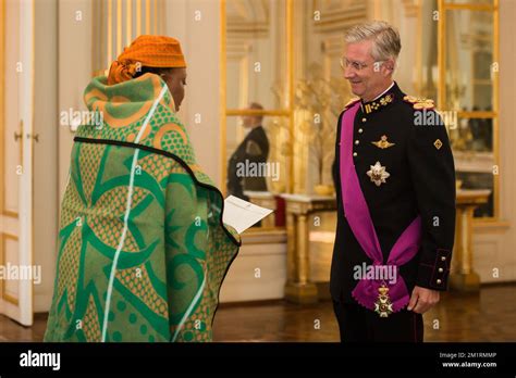 Lesothos Ambassador To Belgium Mpeo Mahase Moiloa And King Philippe