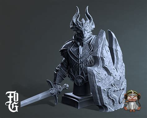 Dragonborn Paladin Dungeons And Dragons Bust 3d Print Flesh Of Gods