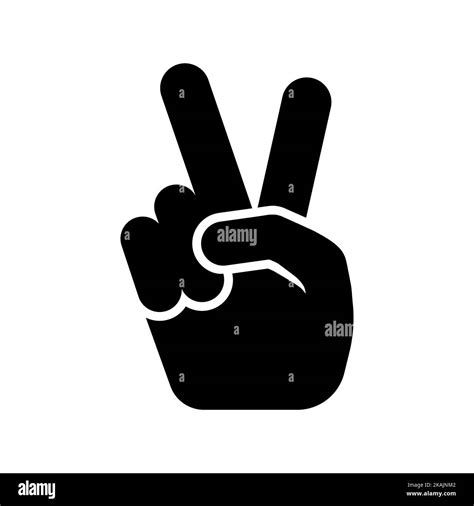 Hand Shows Victory Sign Hand With Two Fingers Up Vector Illustration