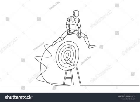 Single One Line Drawing Robot Jumping Stock Vector Royalty Free 2189120739 Shutterstock