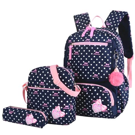 New Preppy Style 3 Pcsset Women Printing Nylon Backpacks High Quality School Bags Rucksack