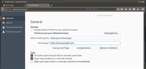 Change Firefox Home Page In Ubuntu Mate