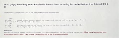 solved e8 10 algo recording notes receivable transactions