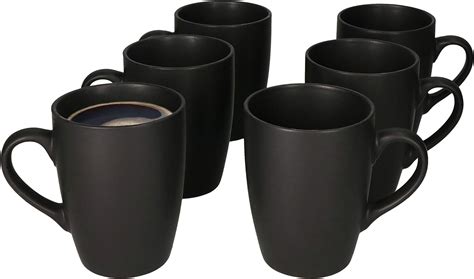 MamboCat Lampart Nero Lot de 6 tasses à café noires en faïence de