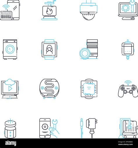 Cyber Equipment Linear Icons Set Firewall Encryption Antivirus Router Switch Hub Modem