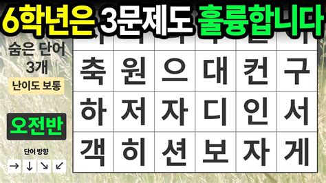 60대 3문제면 아주 좋은 점수입니다 오전반 28 숨은단어찾기치매예방치매테스트치매예방퀴즈단어퀴즈치매예방활동낱말퀴즈 Youtube