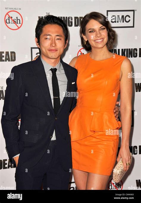 Steven Yeun Lauren Cohan At Arrivals For The Walking Dead Season Three