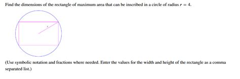 Solved Find The Dimensions Of The Rectangle Of Maximum Area