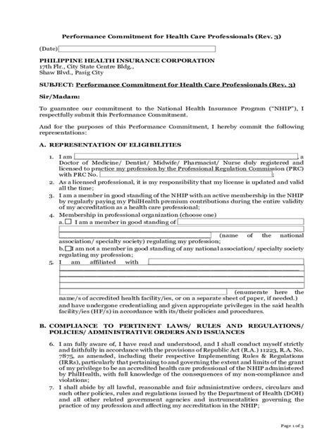 Fillable Online Performance Commitment Philhealth Fill Online