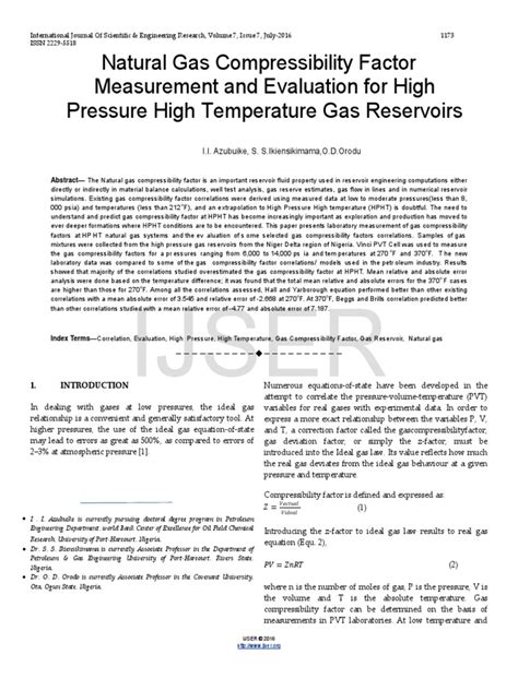 Natural Gas Compressibility Factor Measurement And Evaluation For High