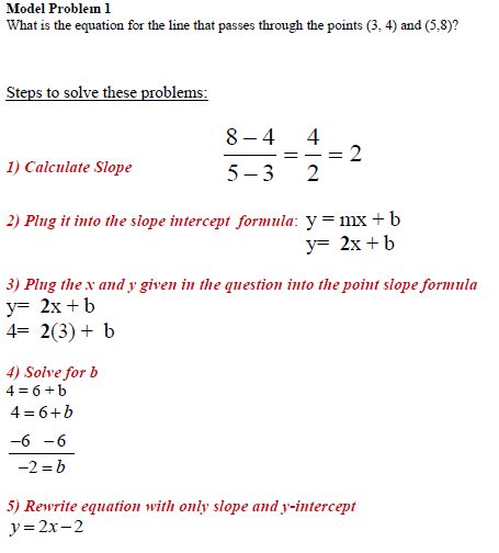 Write Equation From Two Points Worksheet With Model Problems Worksheets Library