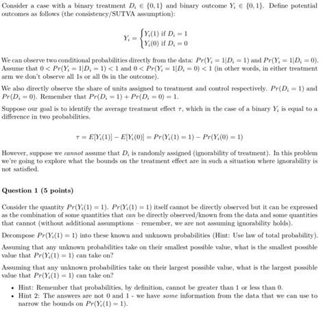 consider a case with a binary treatment d € {0 1}