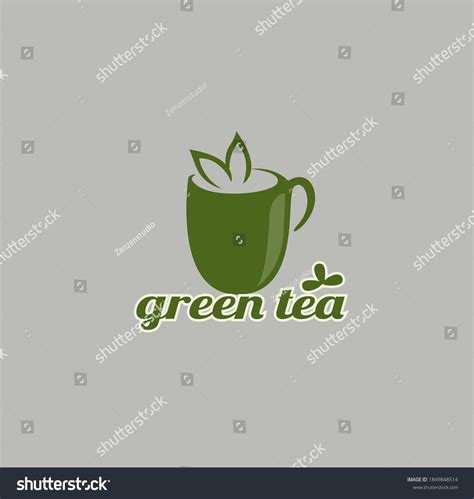 Tea Glass Logo Concept Design Green Stock Vector Royalty Free