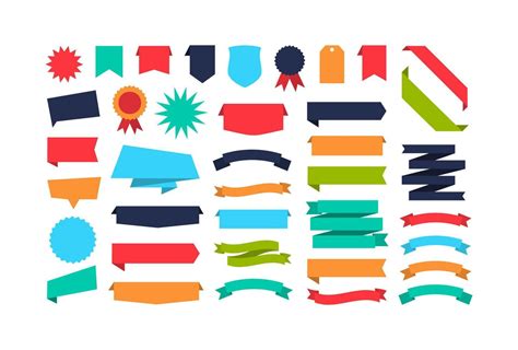 conjunto de banners de fita de forma diferente coleção de bandeiras coloridas etiquetas de