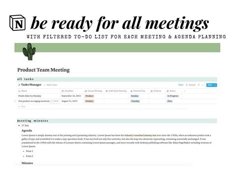 All In One Notion Template Work Planner Digital Organizer Etsy