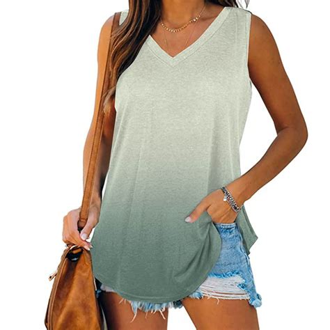 Tank Tops For Women Gradient Color Tank Top Crew Neck Sleeveless