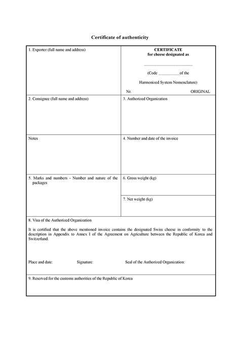 Printable Certificate Of Origin Form E