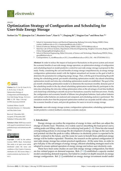 Pdf Optimization Strategy Of Configuration And Scheduling For User