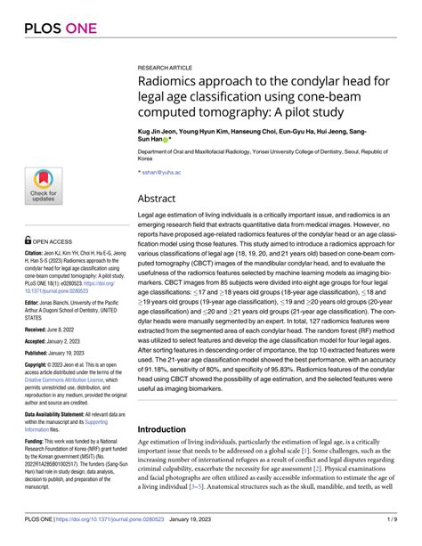 Pdf Radiomics Approach To The Condylar Head For Legal Age