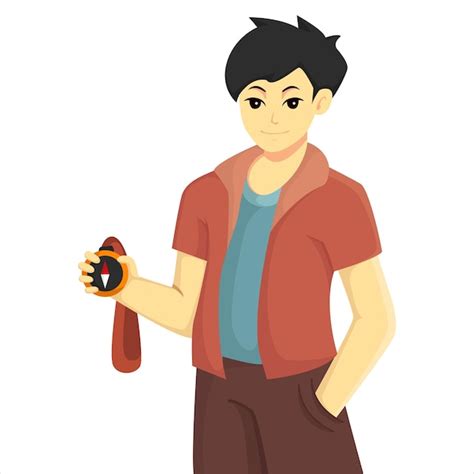 Premium Vector Traveler With Compass Character Design Illustration