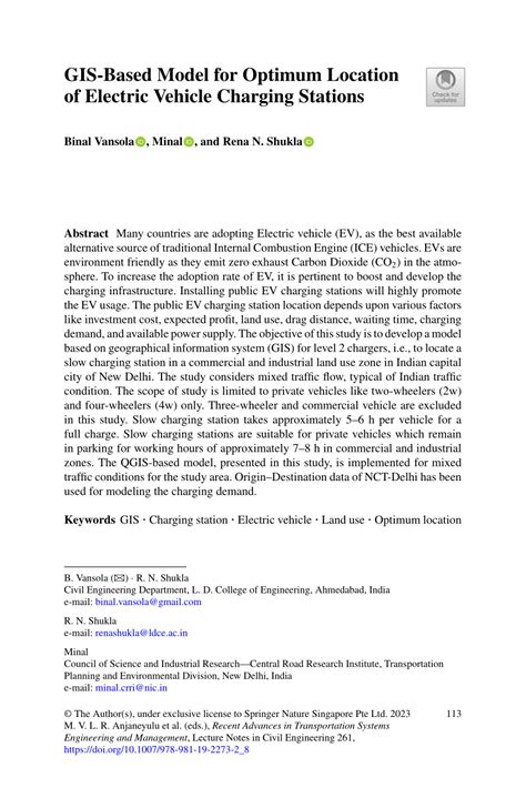 Pdf Gis Based Model For Optimum Location Of Electric Vehicle Charging Stations